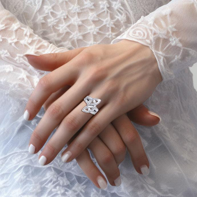 Double Trinity Knot Silver Ring TRI1592 Jewelry