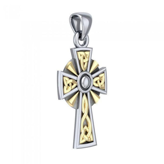 Celtic Cross Silver & 18K Gold Accent Pendant MPD1806