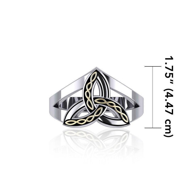 Braided Celtic Trinity ~ Sterling Silver with 18K Gold Accent Ring MRI