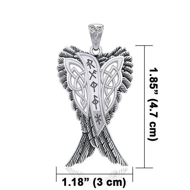Celtic Angel Wings with Rune Symbols silver Pendant TPD5735 Jewelry