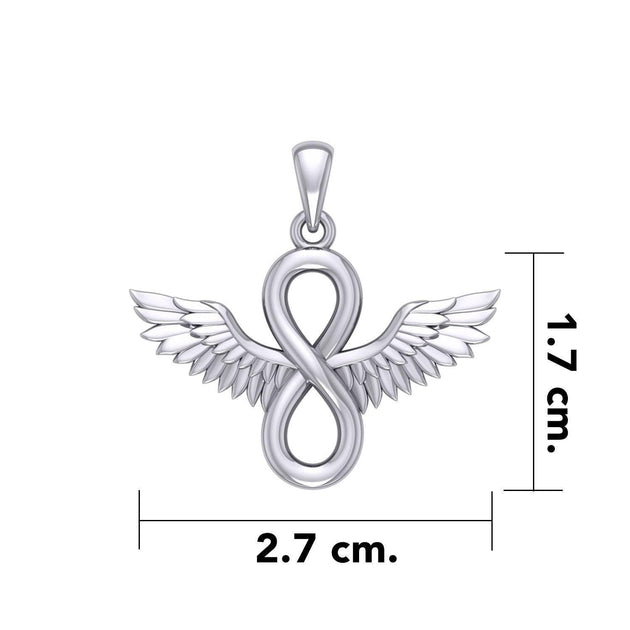Angel Wings and Infinity Symbol Silver Pendant TPD5876